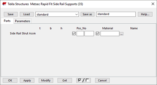 Metsec Rapid Fit Side Rail (35) - Parts tab | Tekla User Assistance