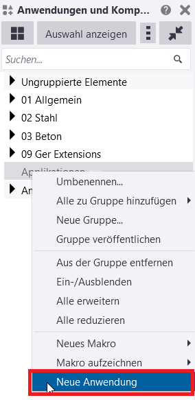 Externe Applikationen und Programme in den Komponentenkatalog einbinden | Trimble User Assistance