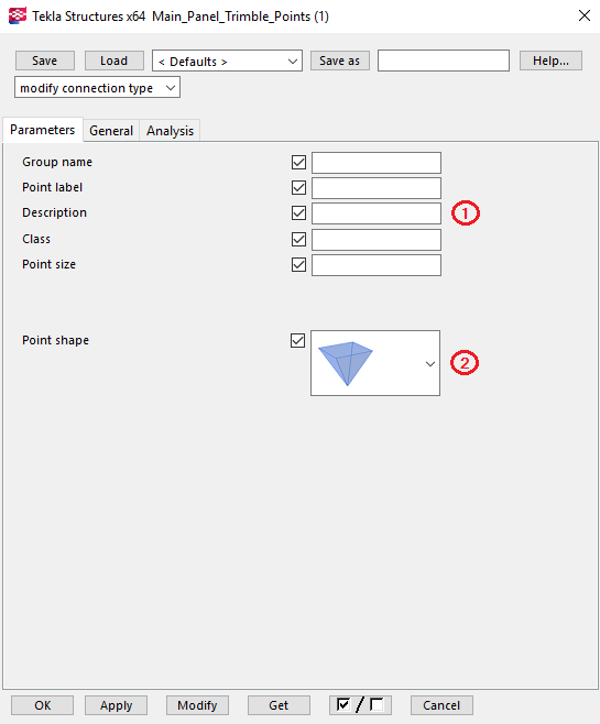 Main Panel Trimble Points | Tekla User Assistance