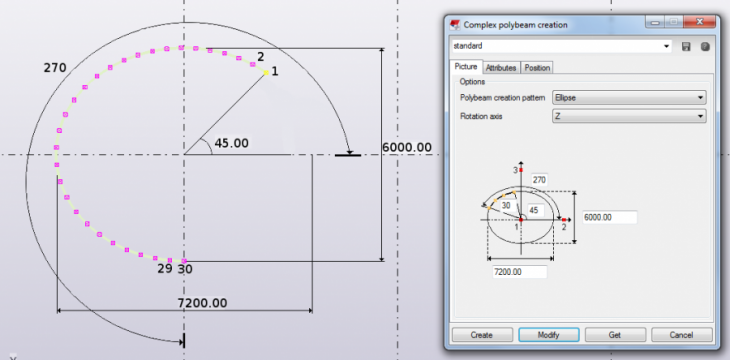 how to draw ellipse in tekla