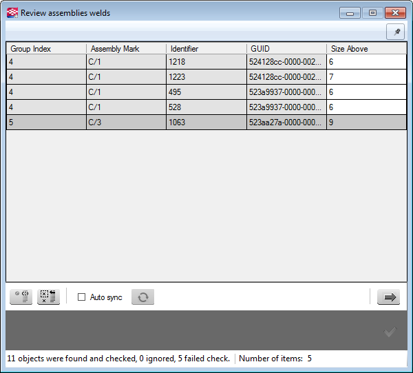 Assembly weld check | Tekla User Assistance