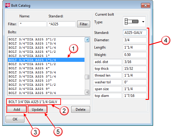 Adding bolts to the Tekla Structures catalog | Tekla User Assistance