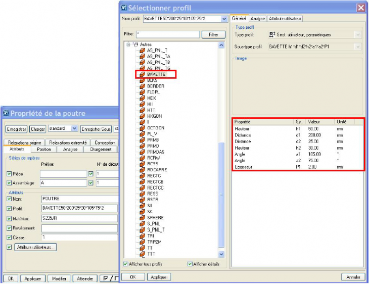 Création de profil à section paramétrique | Trimble User Assistance