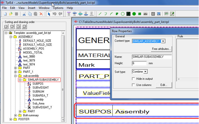 Similar assemblies in templates | Tekla User Assistance