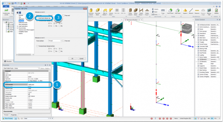How do I apply an axial release to the top of a column (gable post ...