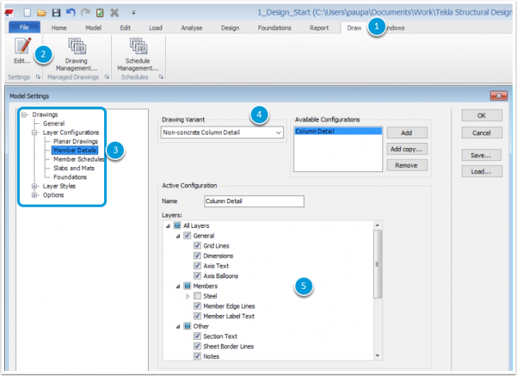 How do I control the content of the member report drawing? | Trimble ...