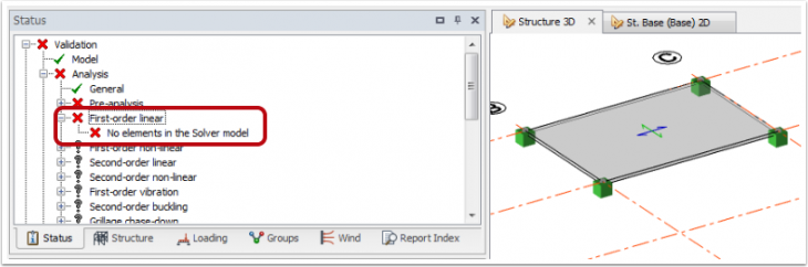 I am trying to analyse a slab on its own. Why do I get the Validation Error "No elements in the ...