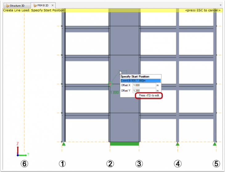 How do I apply a line load to a wall panel when the load is not applied ...