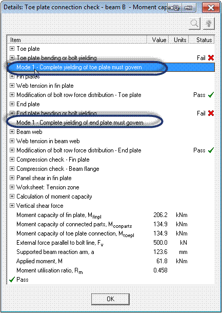 Why does my toe plate connection fail plate bending regardless of the ...