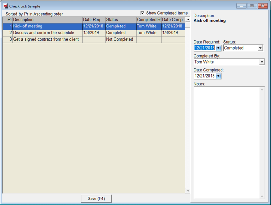 Manage the project check list | Tekla User Assistance