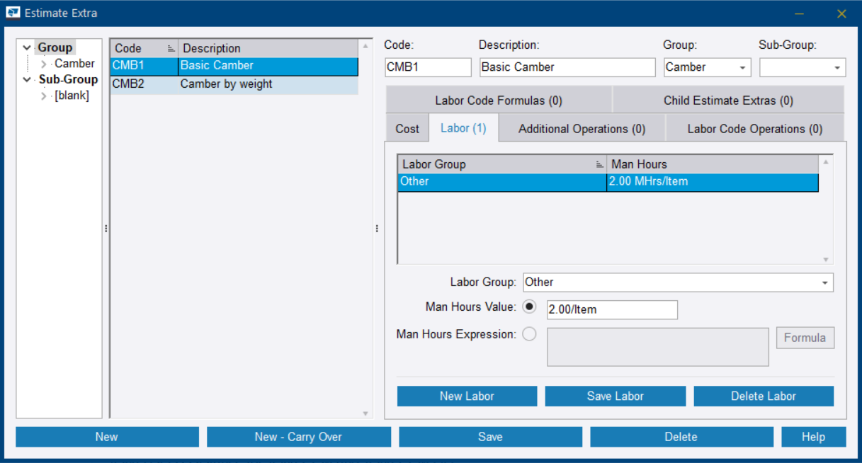 Create estimate extras | Tekla User Assistance