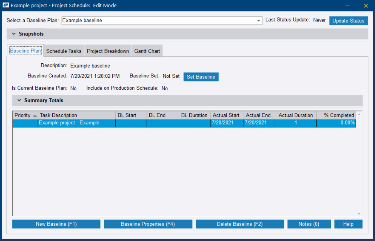 Create, modify, and delete baseline plans | Tekla User Assistance