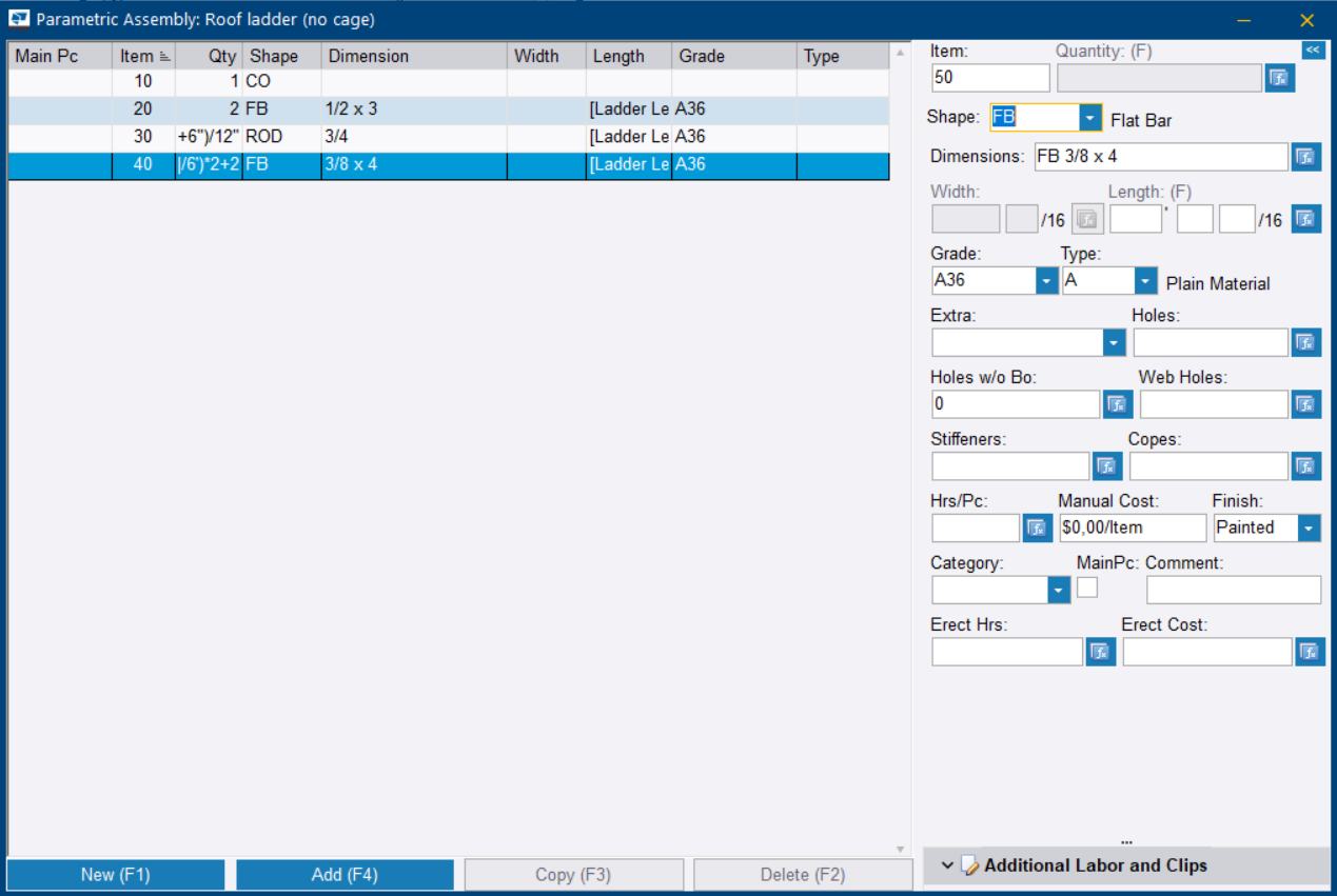 Example parametric assembly: Roof ladder without cage | Tekla User Assistance