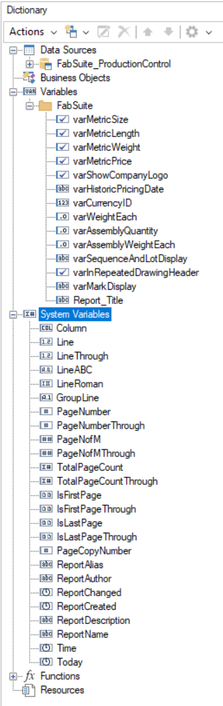 Stimulsoft Report Variables Tekla User Assistance