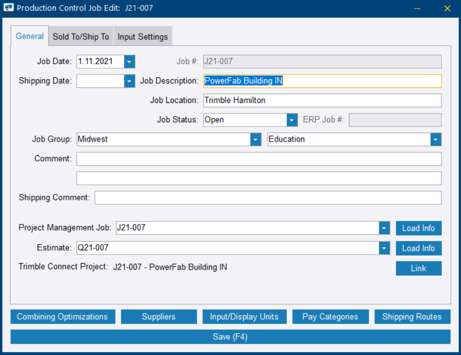 Modify a production control job | Tekla User Assistance