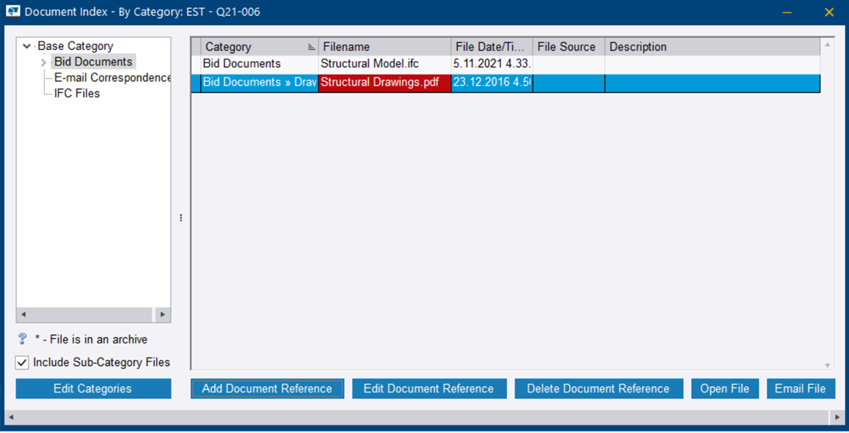 Manage files for an estimating job | Tekla User Assistance