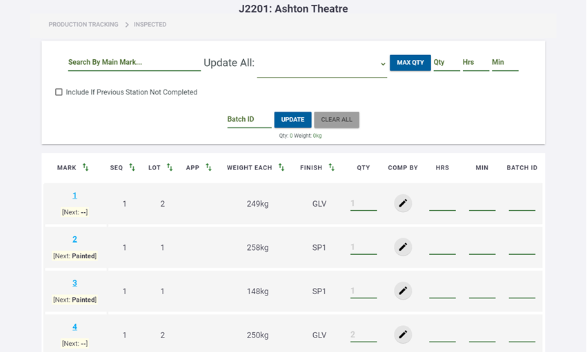 View and modify production tracking statuses | Tekla User Assistance
