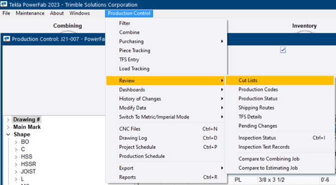 Access Cut Lists dialog box | Tekla User Assistance