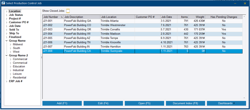 Manage changes to a production control job | Tekla User Assistance