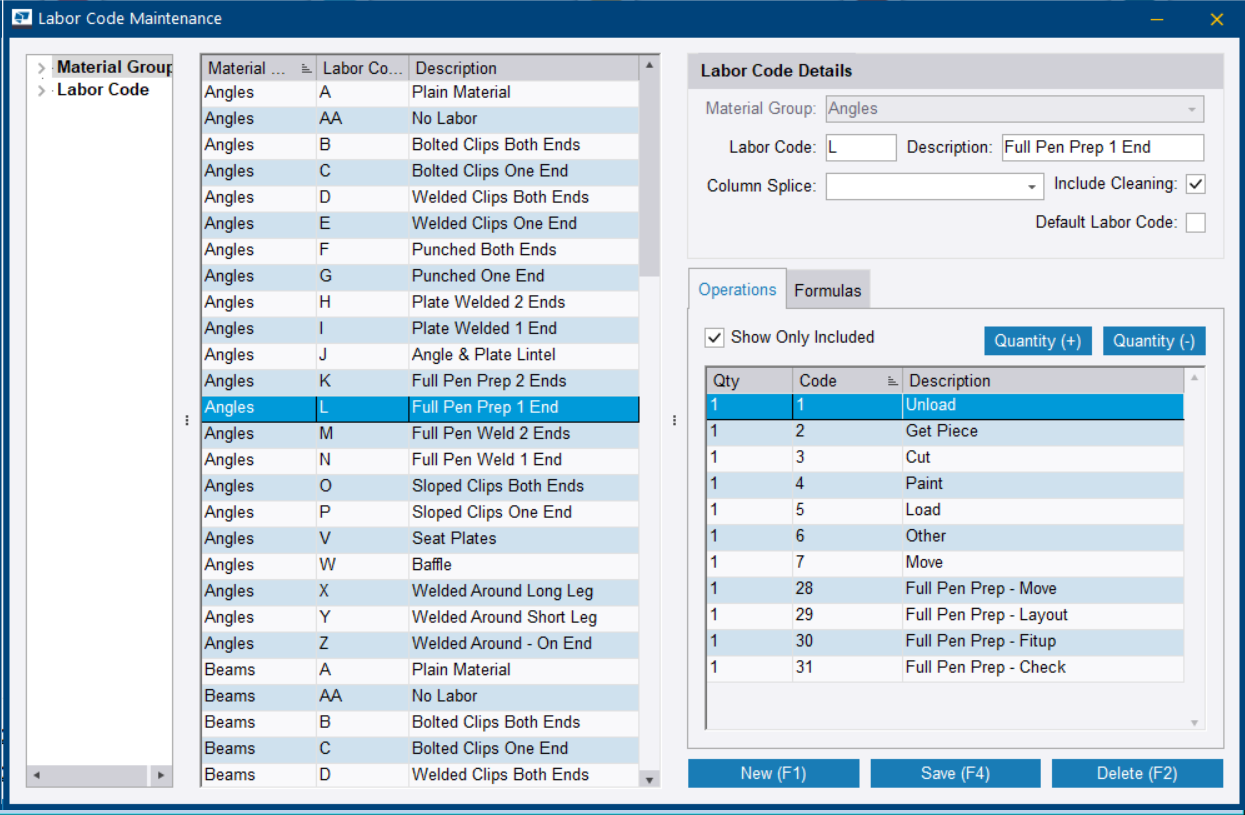 Adjust labor codes | Tekla User Assistance