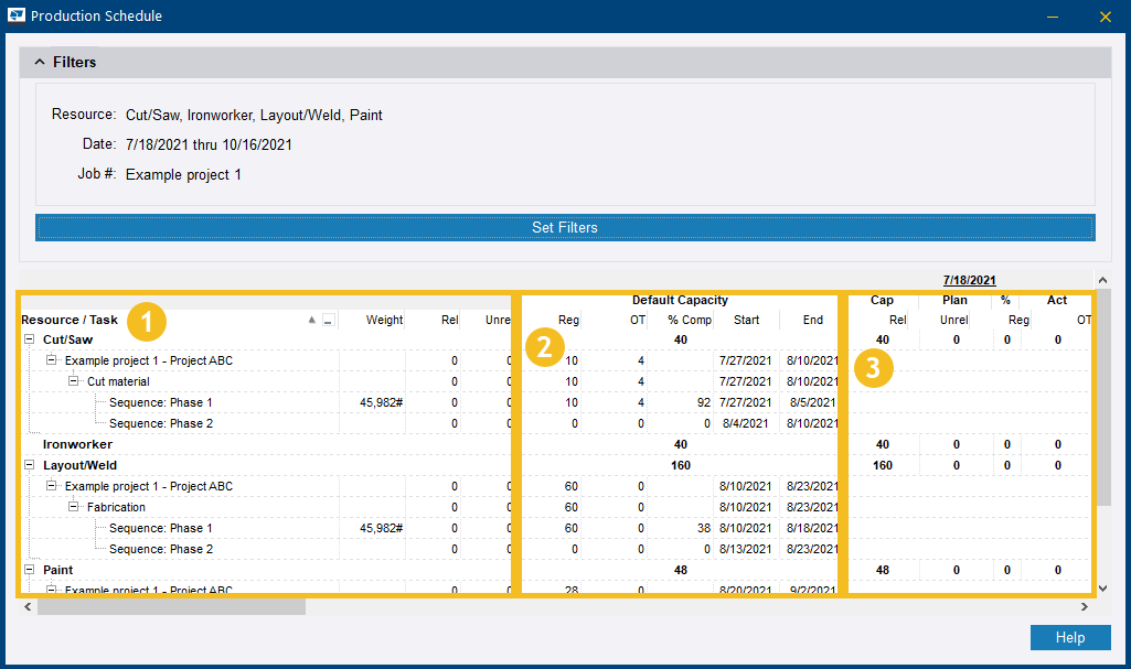 View the production schedule | Tekla User Assistance