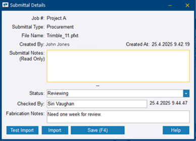 Tekla PowerFab: Import submittals | Tekla User Assistance