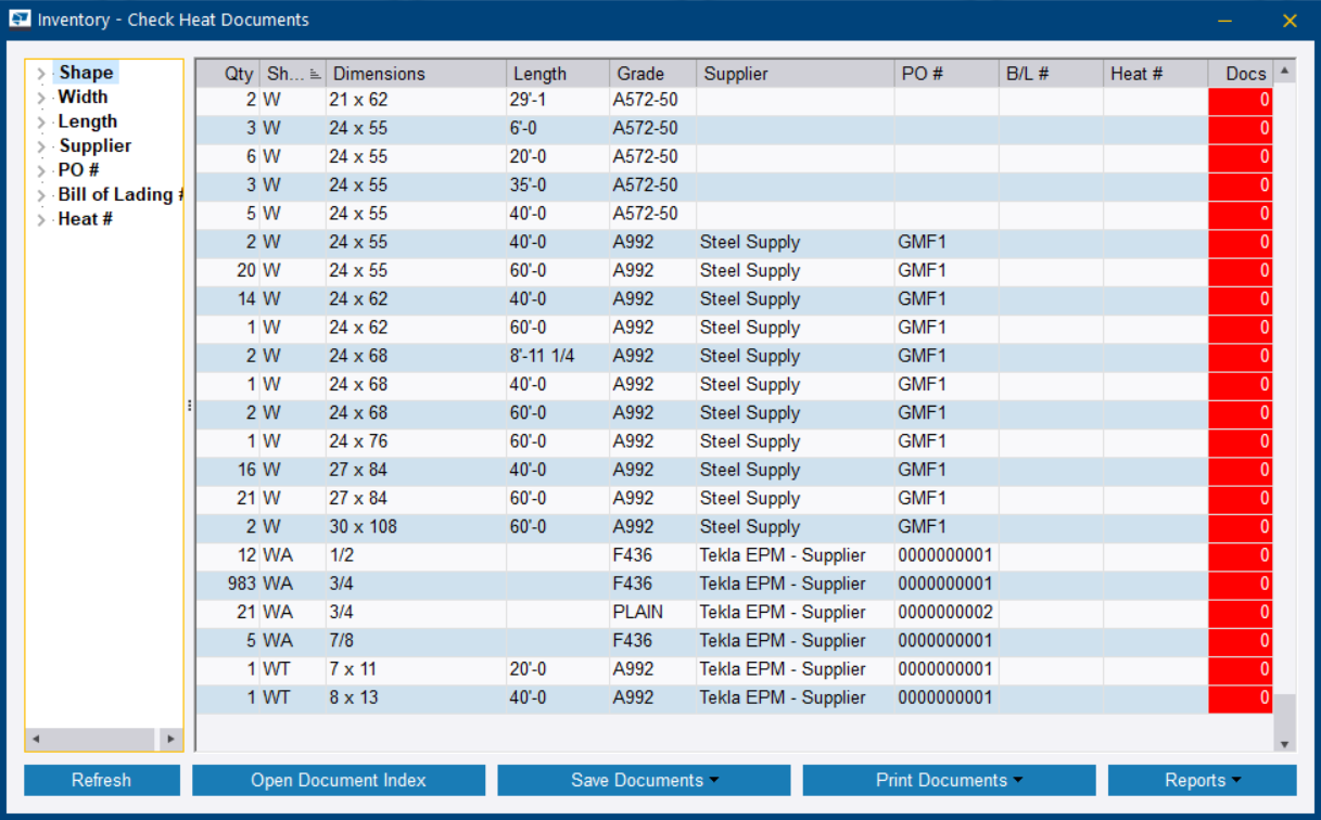 View heat documents attached to purchase order items | Tekla User ...