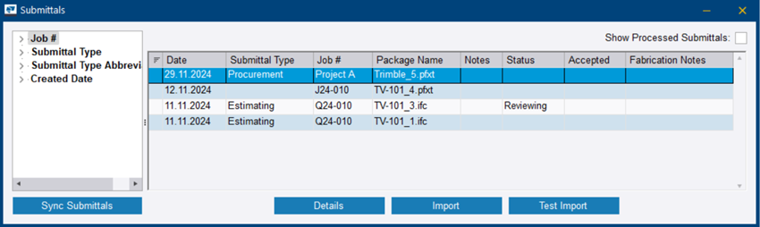 View and import submittals | Trimble User Assistance