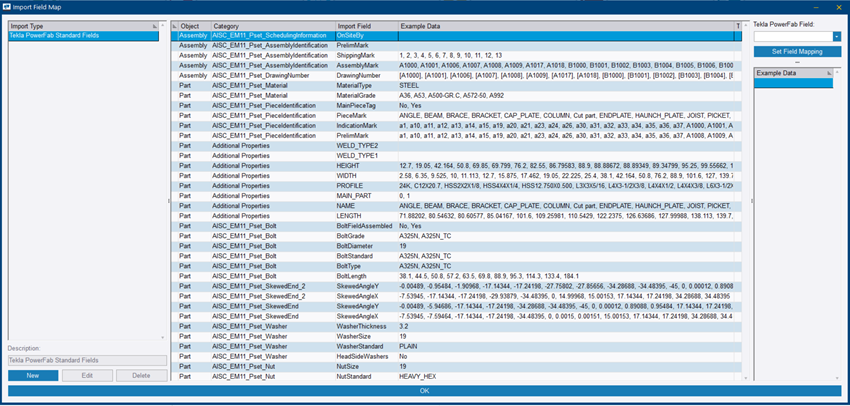 Import field mapping | Trimble User Assistance
