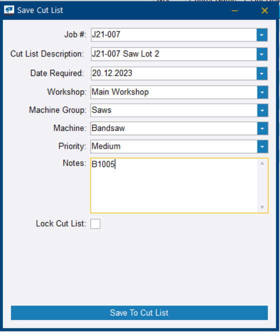 Create a cut list | Trimble User Assistance