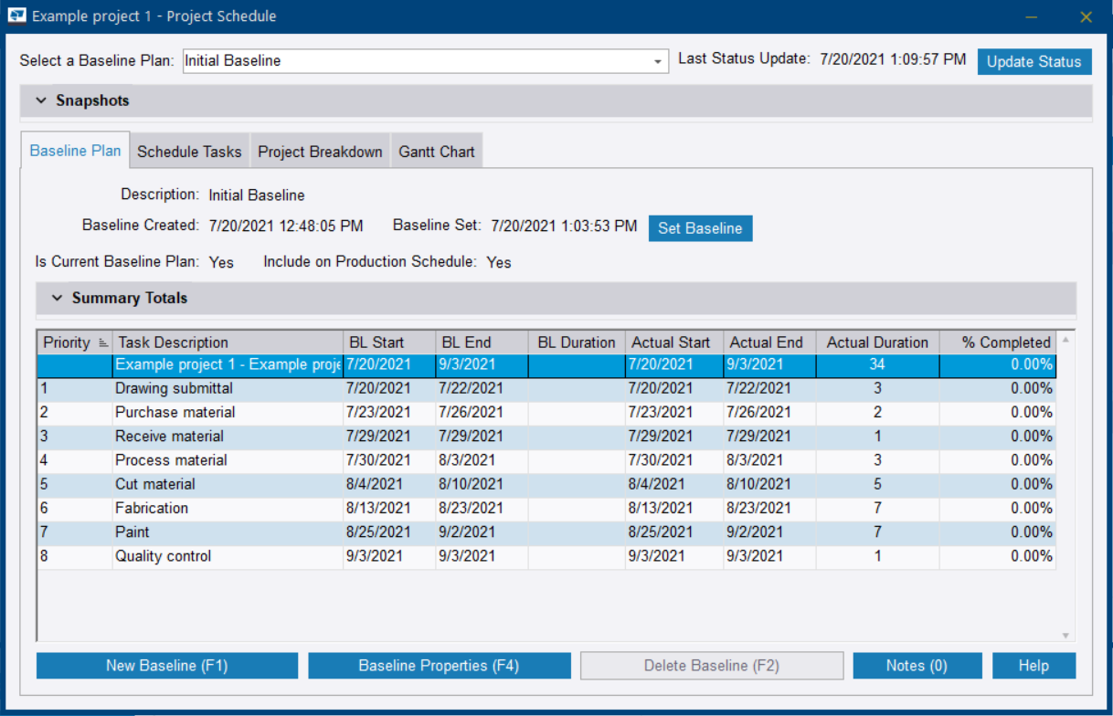Manage the project schedule | Trimble User Assistance