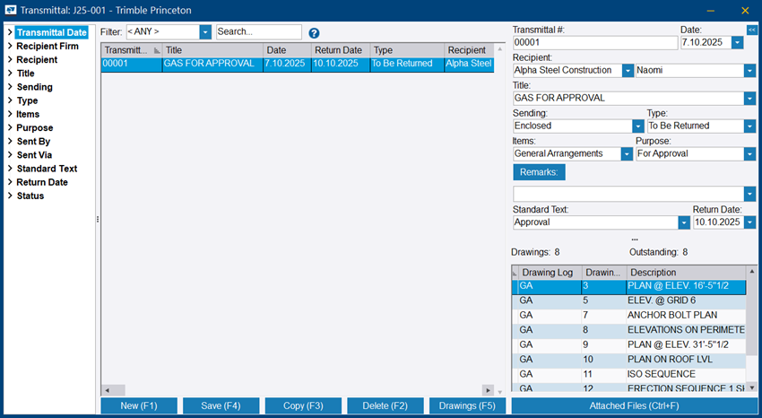 Manage transmittals | Trimble User Assistance