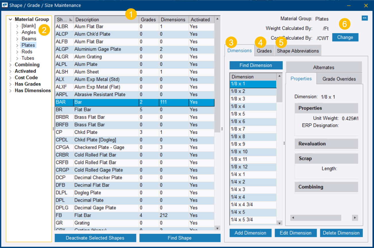 Configurar la base de datos de materiales | Trimble User Assistance