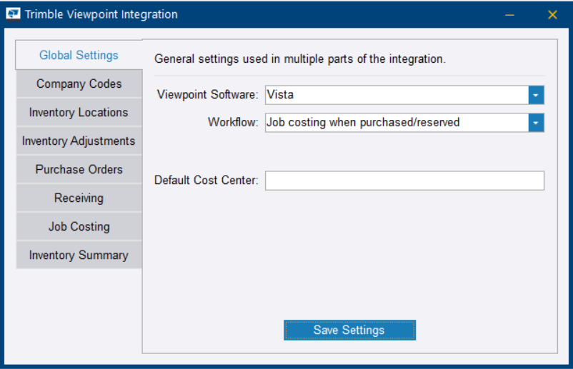 Configurar la integración Trimble Viewpoint | Trimble User Assistance