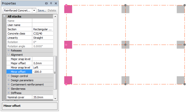 Modify concrete column alignment or specify offsets | Tekla User Assistance