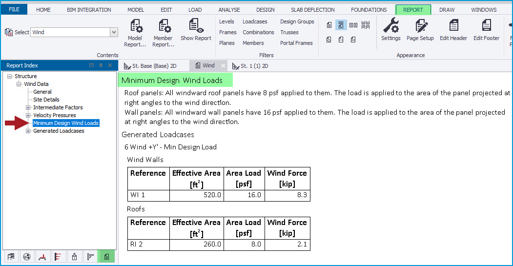 Automatic minimum wind loads - US regional code | Trimble User Assistance