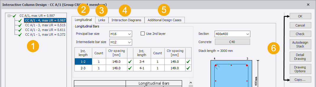 Interactive Column Design dialog box | Trimble User Assistance