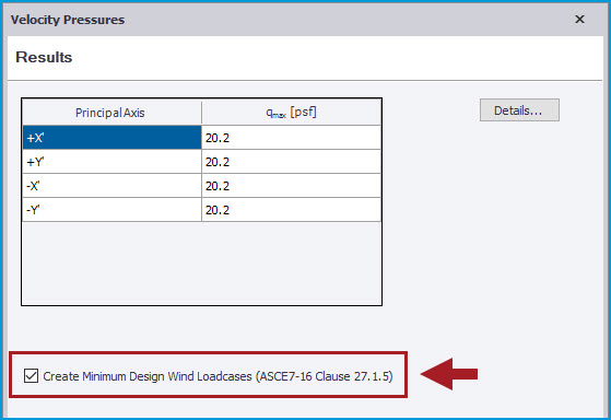 Automatic minimum wind loads - US regional code | Trimble User Assistance