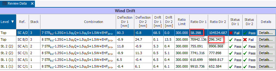 Wind drift check | Tekla User Assistance