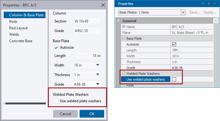 Base Plate Design - New Welded Plate Washers | Tekla User Assistance