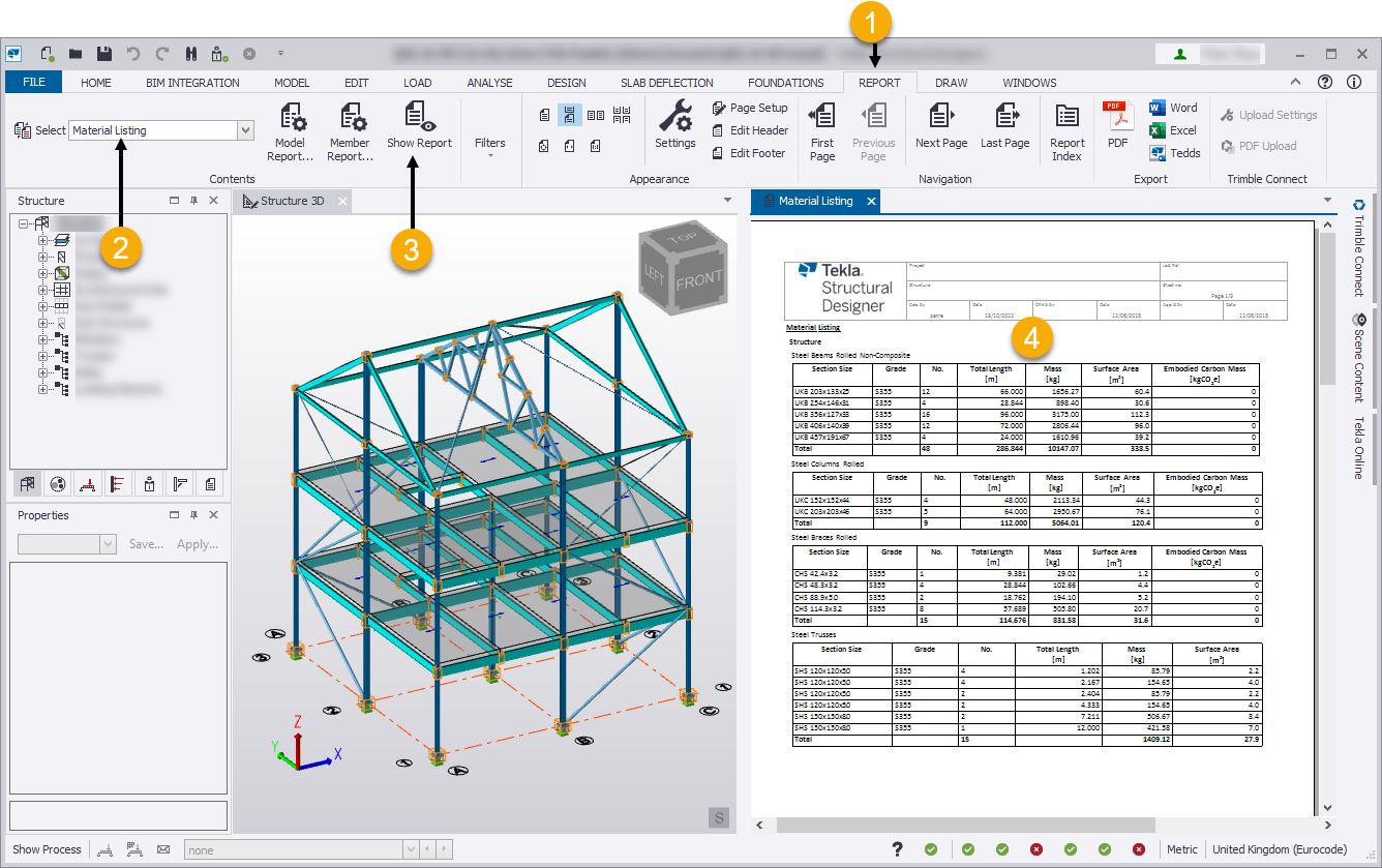Overview of Report views | Tekla User Assistance
