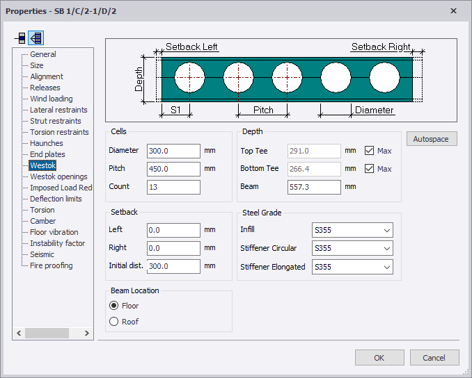 Westok cellular beams | Tekla User Assistance