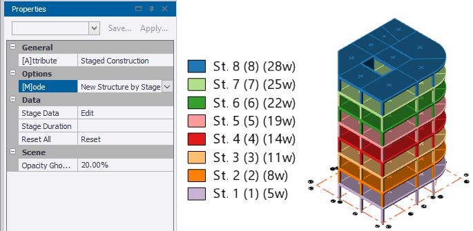 Staged construction workflow example - Eurocodes | Trimble User Assistance