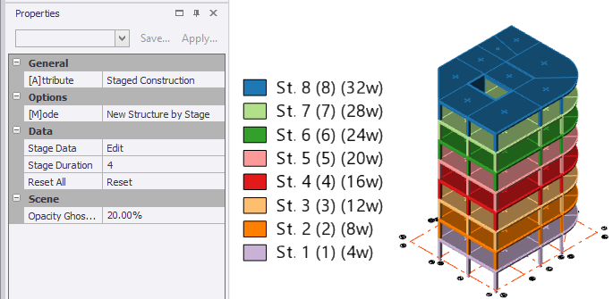 Staged construction workflow example - Eurocodes | Trimble User Assistance