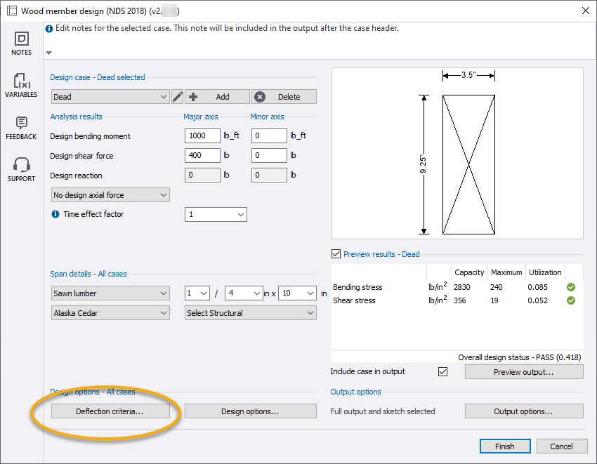 Timber beam deflection checks - US | Tekla User Assistance