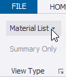Review material list tabular results | Trimble User Assistance