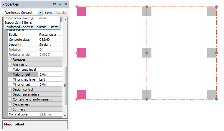 Modify concrete column alignment or specify offsets | Trimble User ...