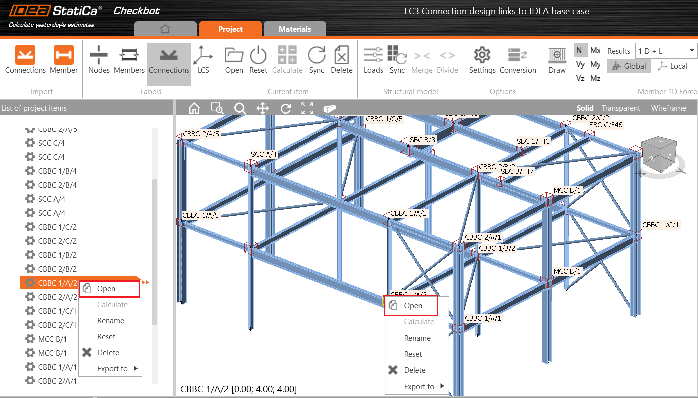 Export to IDEA StatiCa Connection Design (version 22 and later) | Trimble User Assistance