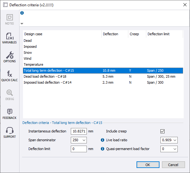 Timber beam deflection checks - EC | Trimble User Assistance