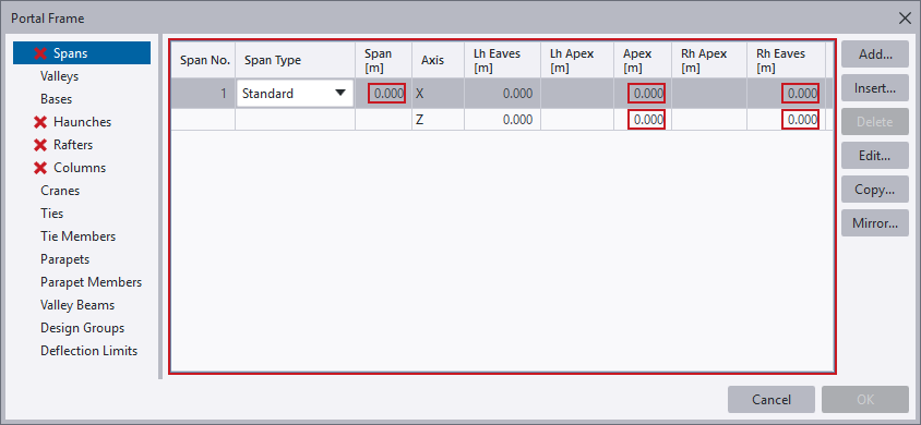 Create, edit, or delete a 2D Portal Frame | Trimble User Assistance